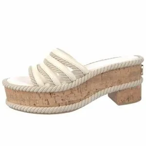 Valentino | Shoes | New Valentino Cork Block Heel Mules With Ivory Rope ...